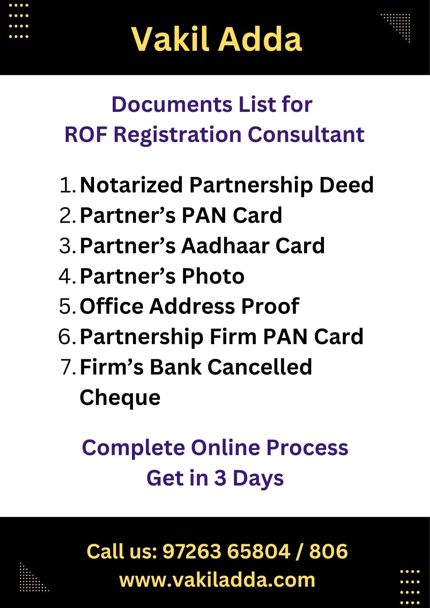 Partnership Firm ROF Registration Consultant -Trusted Advisor